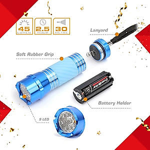 EverBrite 4-Pack Mini LED Aluminum Flashlight Party Favors Colors Assorted for Hurricane Supplies with Handle Glow in Dark