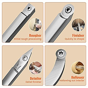 WenCrew Carbide Tipped Wood Turning Tools Set, 2023 Upgrade Carbide Lathe Tools for Woodturning, Lathe Rougher Finisher Swan Neck Hollowing Tools with Extendable Shafts