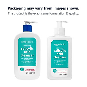 Amazon Basics Cleanser Face Wash - Renewing Salicylic Acid with Ceramides & Vitamin D, 8 fl oz, 1-Pack