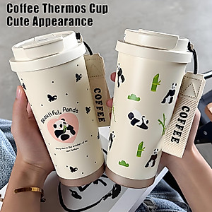 Ausenzup Water Bottle - 500ml / 16.9oz Vacuum Insulated Water Cup With Lid And Straw - Stainless Steel Travel Car Coffee Mug Hot Cold Drink Iced Coffee Tumbler Bride Gifts Christmas/Wedding(C)