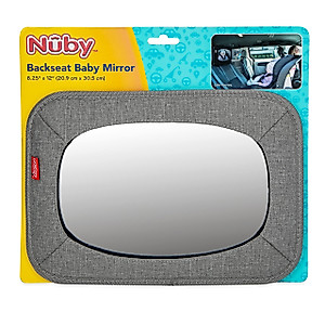 Nuby Shatterproof Rear Facing Backseat Baby Mirror, Grey