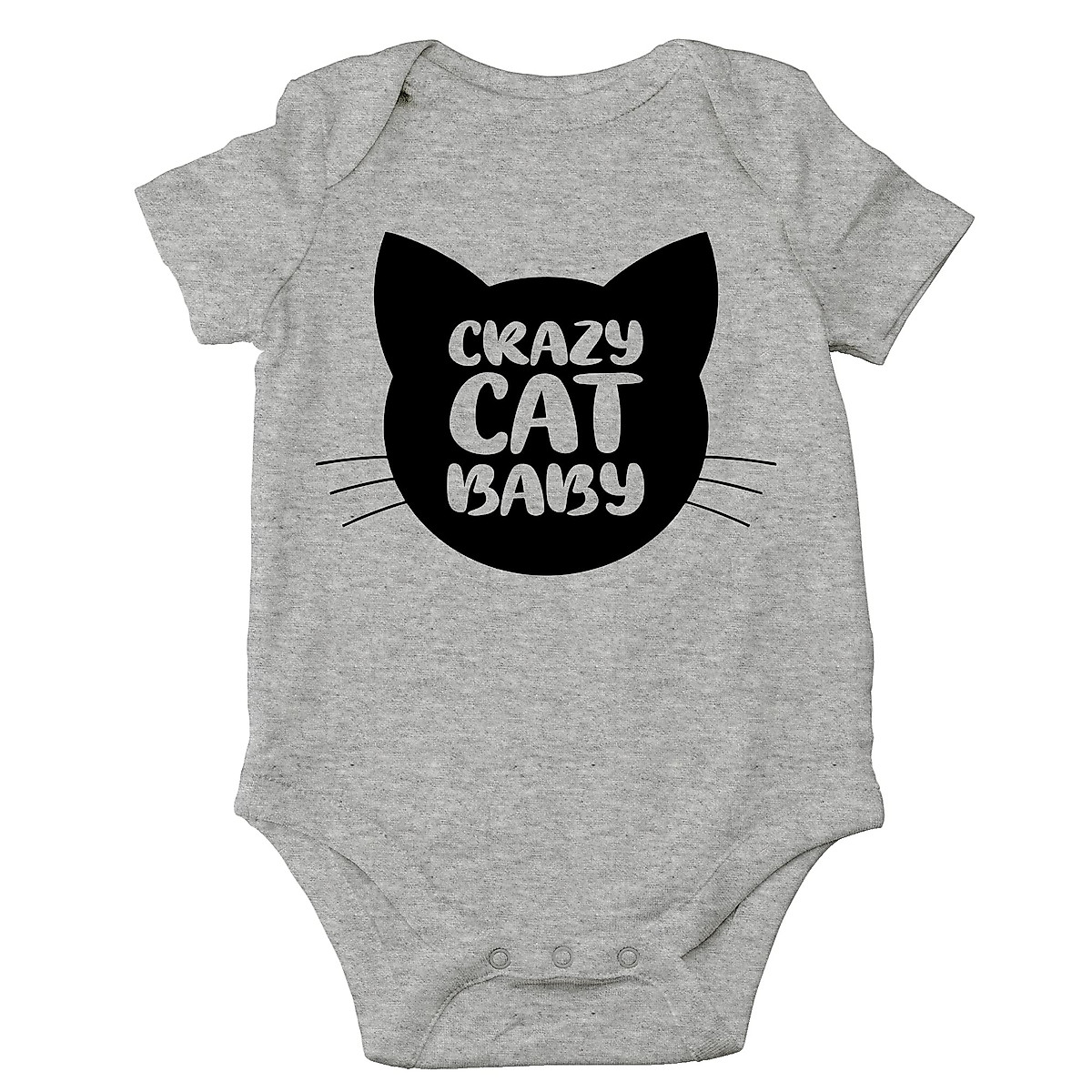 CBTwear Crazy Cat - Baby Bodysuit - Funny Infant Outfit Boy Girl Adorable Unisex Romper Clothing (6 Months, Heather Grey)