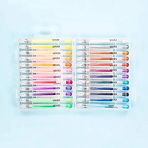Yoobi Mini Gel Pens & Carrying Case | Neon, Metallic, Glitter Shades | Multicolor Ink | 1.0mm Medium Tip | School, Home, Office Use, 24 Count (Pack of 1)