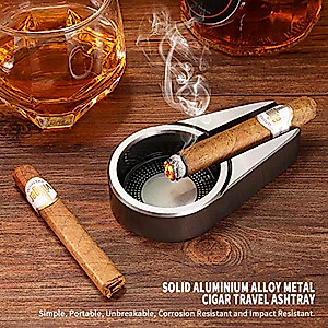 CiTree Cigar Ashtray, Cigar Travel Ashtray, Metal Ashtray (Silver)