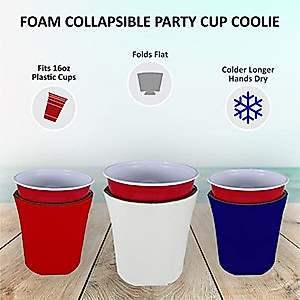 Blank Foam Party Cup Coolie (Variety Color 6 Pack)