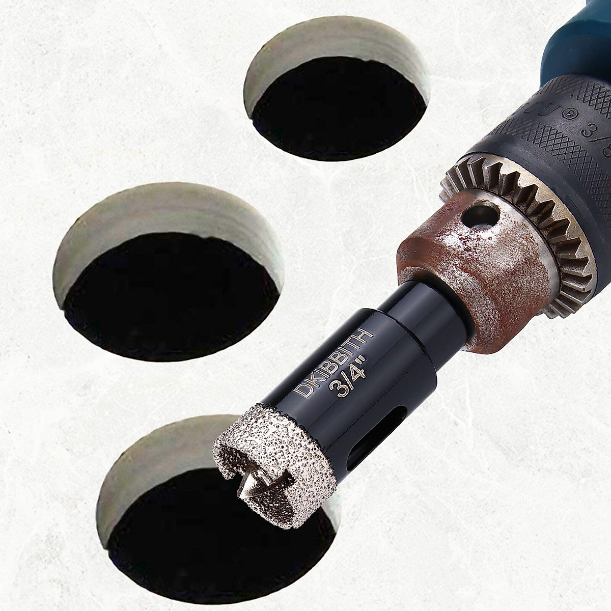 3/4" Diamond Hole-Saw Bits with Pilot Drill Bit - 2pc 3/4 inch Diamond Tipped Tile Hole Saws with Guiding Bit for Accurate Drilling, for Porcelain Tile Ceramic Pottery Granite Stone Glass Bottles 20mm