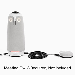 Owl Labs Expansion Mic for Meeting Owl 3 / Meeting Owl 4+: Extend Audio Reach in Larger Spaces by 8 feet (2.5 Meters) in The Direction of The mic., Gray