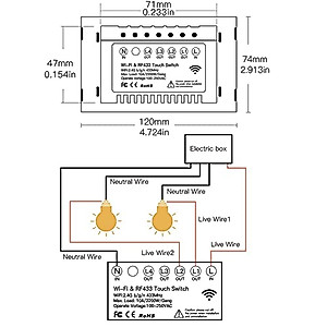 MOES 2.4GHz WiFi Wall Touch Smart Switch Neutral Wire Required, 3 Way Multi-Control, Glass Panel Light Switch Work with Smart Life/Tuya App, RF433 Remote Control, Alexa and Google Home White 2 Gang