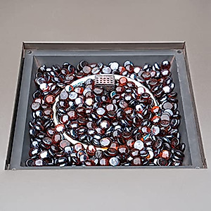 onlyfire Flat Fire Glass Beads for Propane Fire Pit, 1/2 Inch Reflective Firepit Glass Rocks 10 Pounds Flat Marbles for Gas Fireplace and Fire Pit Table, High Luster Amber