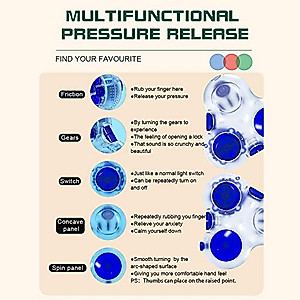 Little Golden Elephant Fidget Controller Pad Cube - Premium Quality Fidget Toy-used to relieve stress, an anti-anxiety hand toy for ADD, ADHD, autistic children and adults to kill time.(Blue)