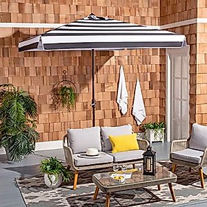 Safavieh PAT8403A Outdoor Elsa Fashion Line Black and White 7'6" Square UV Protected Umbrella