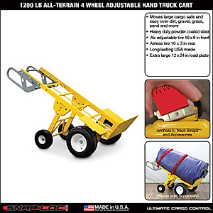 SNAP-LOC 1200 lb Capacity All-Terrain 4 Wheel Adjustable Hand Truck Cart