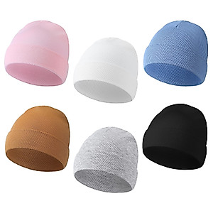 Newcotte 6 Pcs Preemie Baby Hats Cotton Preemie Caps Warm Newborn Beanie Premature Hat for Nicu Premature Boy Girl(Classic Color,Single Style)