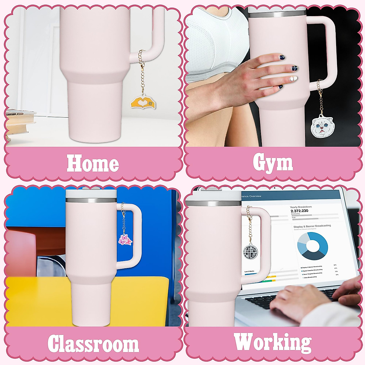 BOpusail 16Pcs TS Singer Acrylic Charm Accessories for Stanley Cups 20 30 40 oz Guitar Butterfly Heart Sunglasses Cat Shape Identification Charms Water Bottle Handle Charm for Simple Modern Tumbler