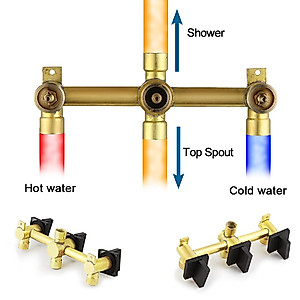 Matte Black 3-Handle Tub and Shower Faucet Set, Bathroom Bathtub Rainfall Shower Head with Waterfall Tub Spout,Tub and Shower Trim Kit with Valve