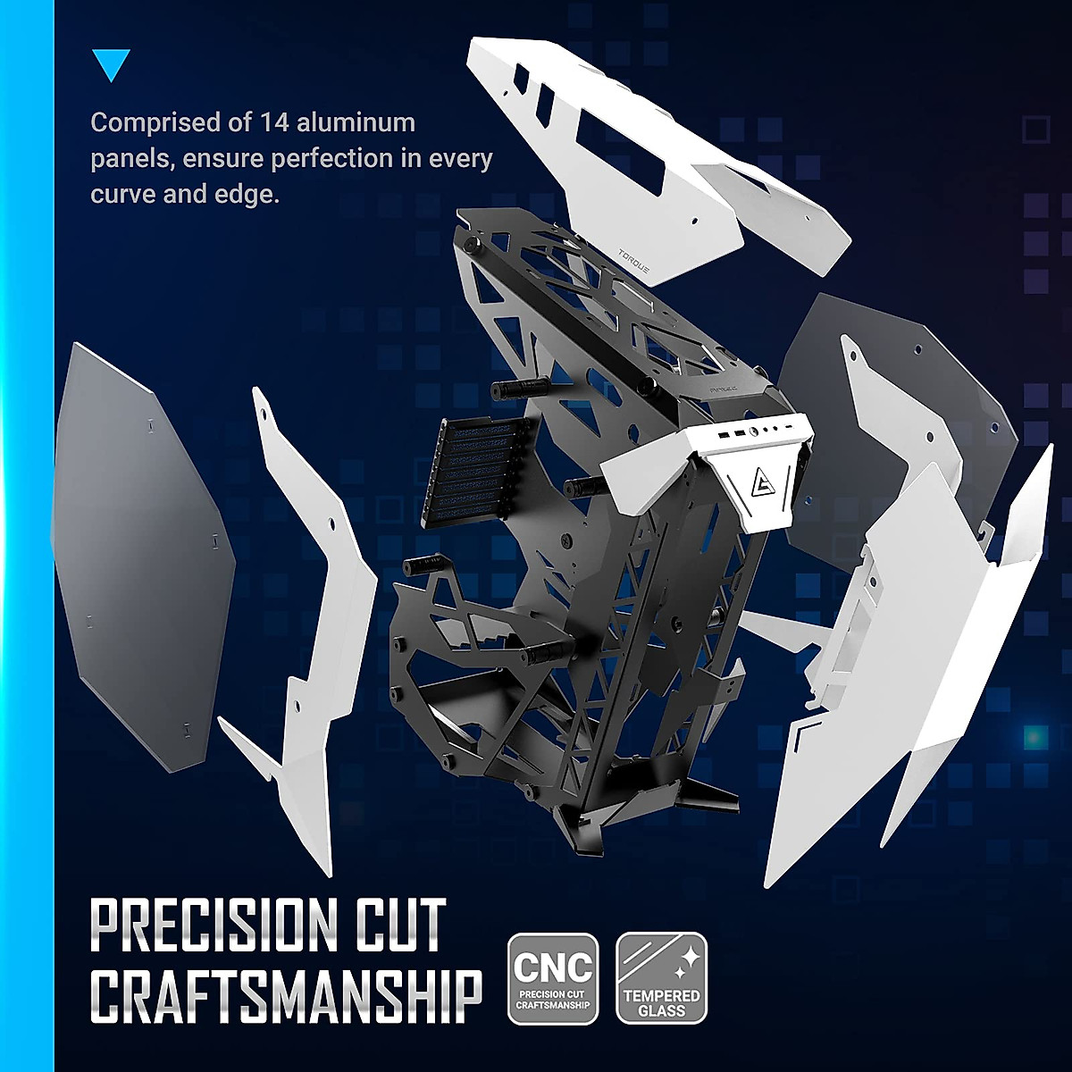 Antec Torque White/Black Aluminum ATX Mid Tower Computer Case/Winner of iF Design Award 2019, Torque Black/White