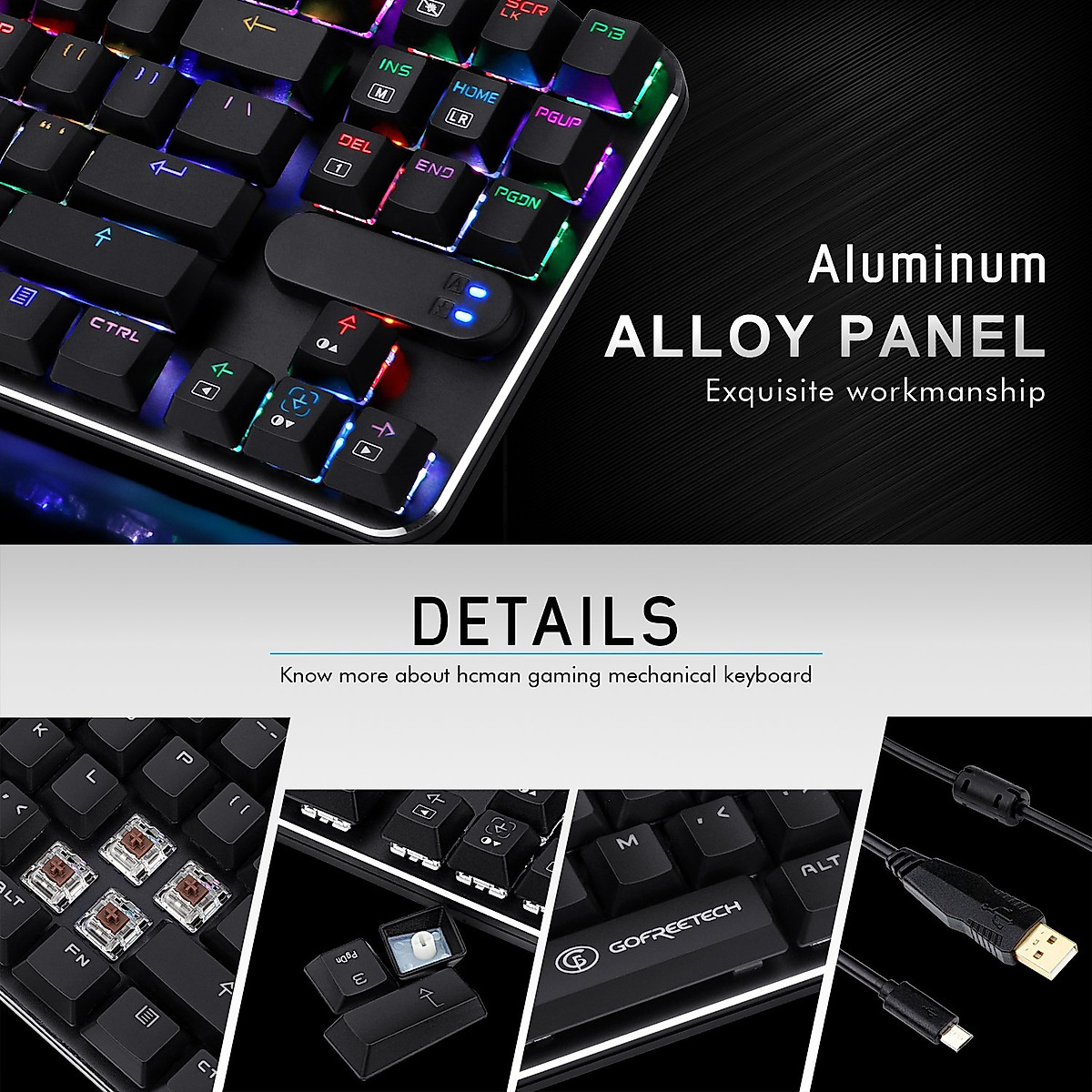 Mechanical Keyboard Wired 87 Keys RGB Gaming Keyboard Brown Switches LED-Backlit Mode Computer Game Keyboard for Office Gaming Gamer