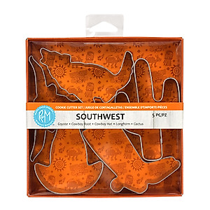 R&M International Southwest Cookie Cutters, Cactus, Coyote, Cowboy Boot, Hat, Longhorn, 5-Piece Set