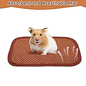 SAWMONG 4 Pack Hamster Cooling Mat, Hamster Cage Liners Mats, Cool Mat for Guinea Pigs, Cooling Pad for Rabbit, Washable & Fast Absorbent Cage Liner for Small Animal(Square)