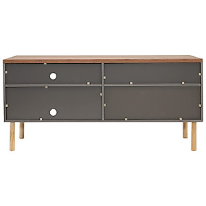 Sunnydaze Mid-Century Modern TV Stand for 55-Inch TV - Living Room Entertainment Center with Storage - Media Console Cabinet with Shelves - Gray