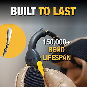 DEWALT Lightning to USB Cable — Reinforced Braided Cable for Lightning — Charger Cord Compatible with iPhone — Apple Compatible Charging Cable… (USB A to Lightning, 10 Foot)