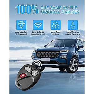 Keyless Entry Remote Control Car Key Fob Replacement for Chevy S10 Silverado Suburban Avalanche Tahoe, GMC Yukon Sonoma Sierra, Cadillac Escalade, 3 Button KOBLEAR1XT (2 Pack)