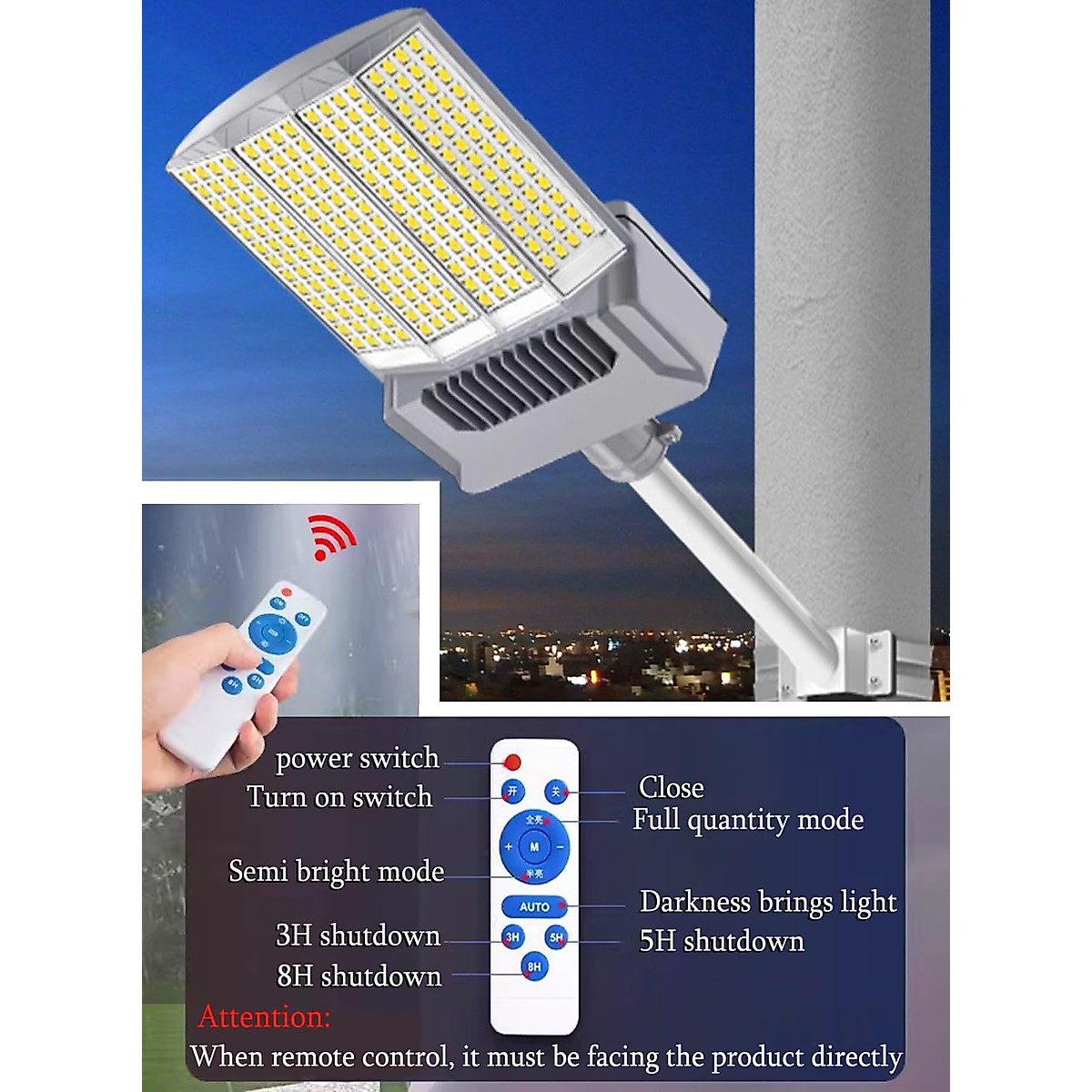 ZXXHNNAIH Solar Street Light Solar Parking Lot Lights High Conversion Rate,Can 320 ° Luminescence, for Backyard Path Parking Lot