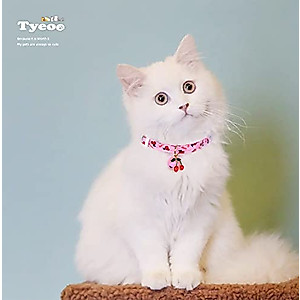 Tyeoo Cat Collars Breakaway with Bell - 2 Pack Cat Safety Collars for Boys & Girls Cats- Safety Buckle Kitten Collar Avocado Cherry Fruit Style Kitty Collars (Green & Cherry)
