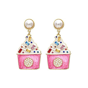 Hand Jeweled Cupcake Earrings for Bakers, Women. Jeweled Cupcake Earrings