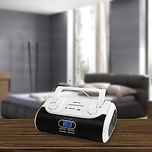 HANNLOMAX HX-509R Portable AM/FM Radio, Bluetooth, USB/SD Slot for MP3 Playback, Aux-in, AC/DC Dual Power Source. (White)