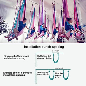 FOSER Aerial Yoga Hammock Aerial Yoga Swing with Daisy Chains Carabiners For Inverted Gravity Yoga Flip with Instruction Manual 5M×2.8M (Black)