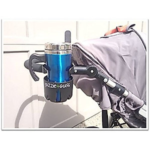guzzie+Guss Universal Cup Holder for Strollers, Wheelchairs, Mobility Walkers, Bikes, Camping Chairs - Easy Installation - Anti-Slip Sleeve - Fits Wide Variety of Drink Containers - Pink