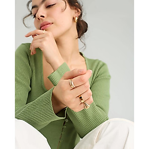 18k Gold Plated 6mm Daily Stacker Band Ring High Polished Minimalist Statement Band Ring Size 7