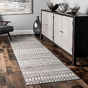 nuLOOM Artemisia Modern Tribal Runner Rug, 2' x 6', Grey