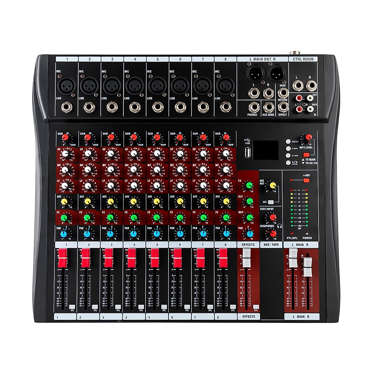 DNYSYSJ Audio Mixer, 8 Channel bluetooth Live Studio Audio Mixer, Professional Audio Mixer, USB Mixing Console, Sound Board Console System DJ Studio