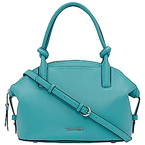Calvin Klein Tinley Top Zip Satchel, Turquoise/White/Black
