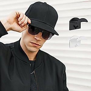 16 Pack Adhesive Hat Rack for Baseball Caps, Hat Hooks for Wall, Minimalist Hat Organizer No Drilling Hat Holder for Bedroom, Door, Office, Closet (White)