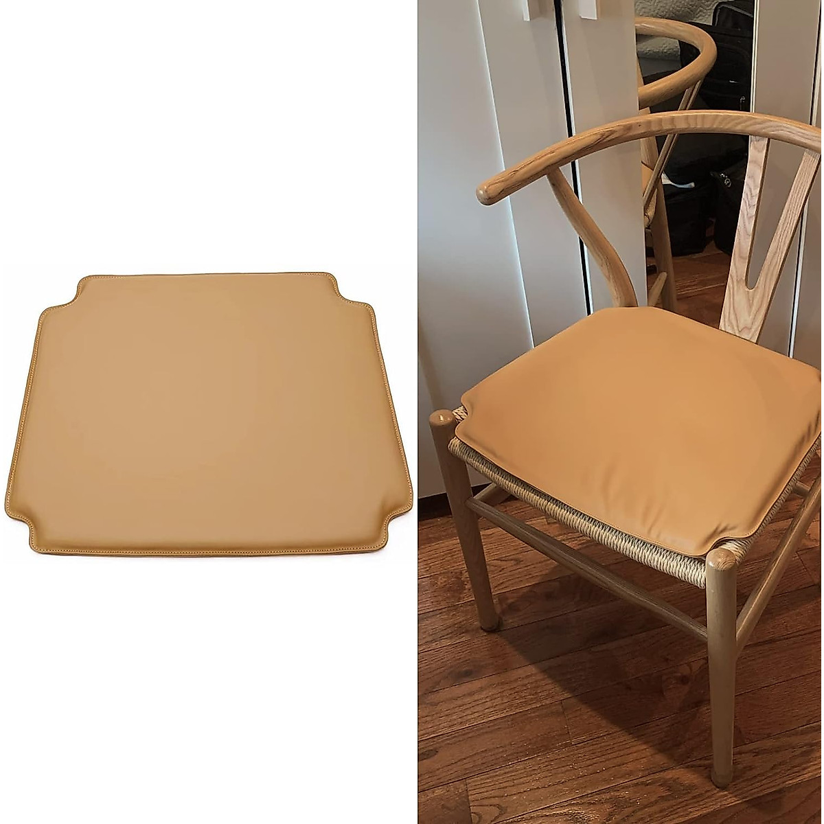 VODUR Wishbone Chair Cushion, Quality PU Filled Foam Chair Cushion Pads, Seat Cushions for Hans Wegner CH24 Y Chair (Brown)