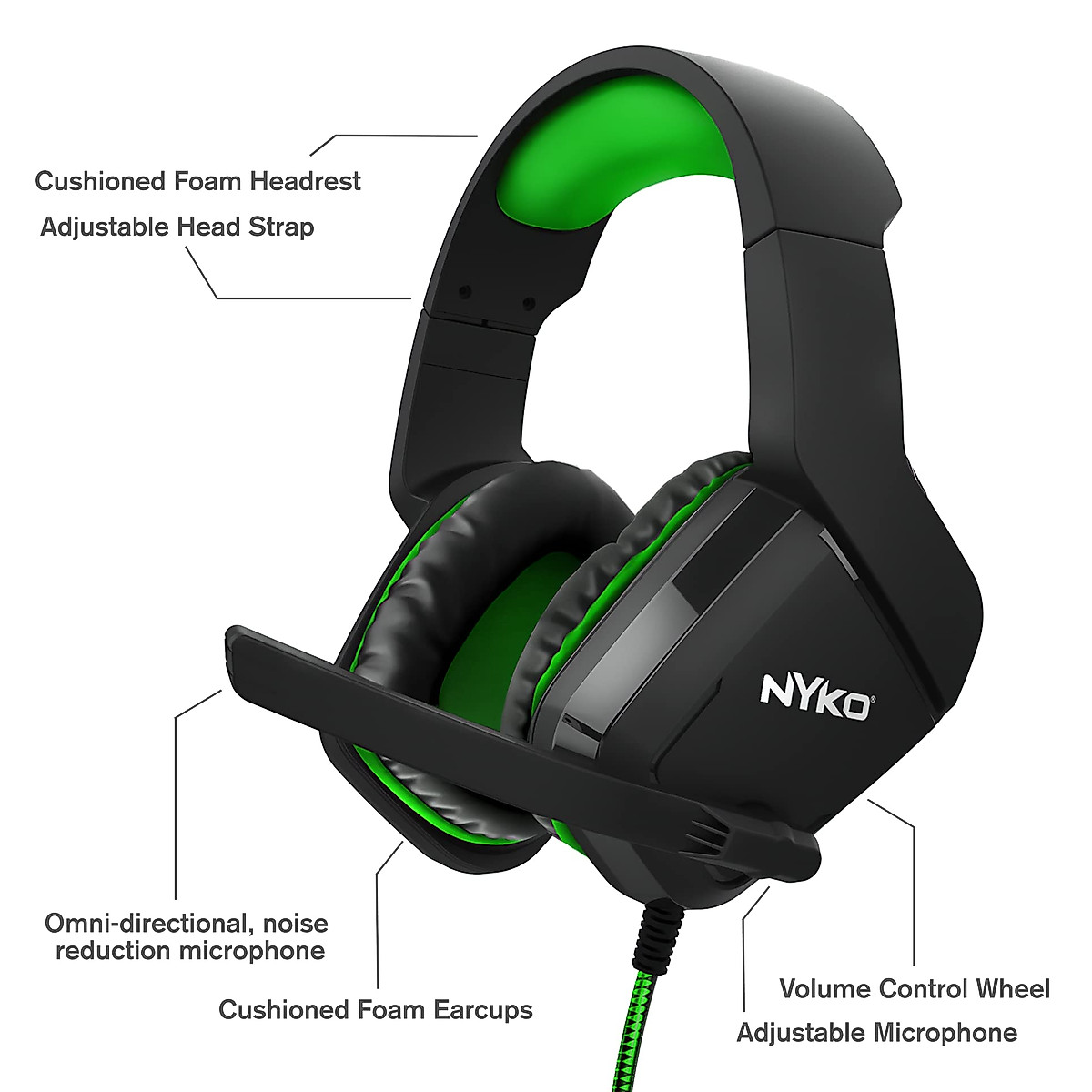Nyko NX1-4500 Wired Stereo Compatible with Xbox One, PS4, PS5, & Switch – Over-Ear, Comfortable & Compatible with Xbox Series X