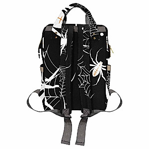 InterestPrint Lightweight Diaper Bag Backpack Convenient for Travel Spi-der Webs Black White