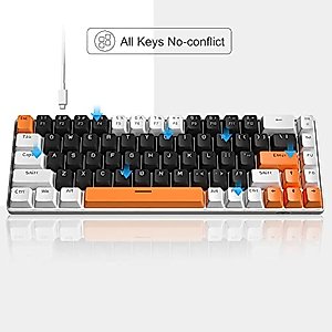 MageGee Portable 60% Mechanical Gaming Keyboard, MK-Box LED Backlit Compact 68 Keys Mini Wired Office Keyboard with Blue Switch for Windows Laptop PC Mac - Black/White