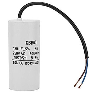 Vikye CBB60 Run Capacitor 250V AC 120uF 50/60Hz with Wire Run Round Capacitor for Motor Air Compressor, Air Conditioners, Compressors and Motors