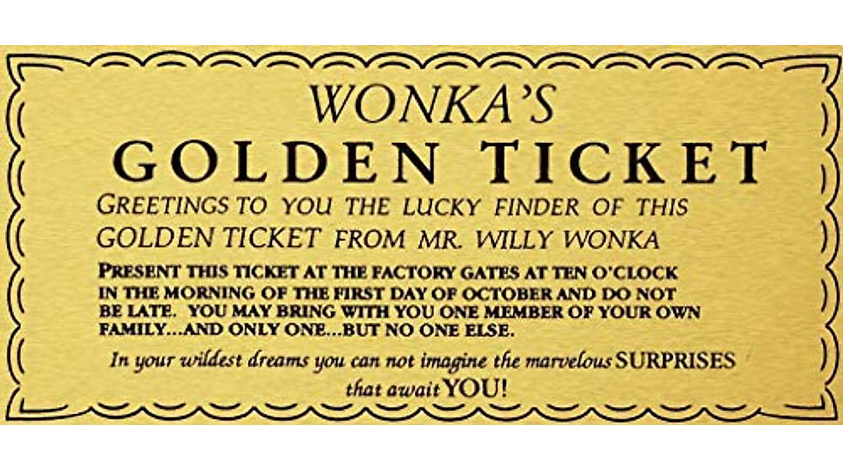 Willy Wonka Golden Ticket Metal Sign - 8x12 Inch Wall Decor