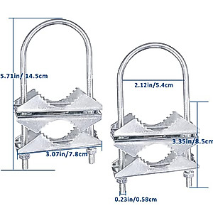 Eightwood Double Antenna Mast Clamp V-Jaw Bracket U Bolts Pipe Mounting Hardware 2 Sets for Yagi WiFi Antenna, TV Antenna, CB Ham Antenna, Lora Antenna