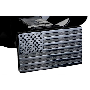 MULL USA Black Metal Flag Trailer Hitch Cover for 2" Receivers (with Locking Pin)
