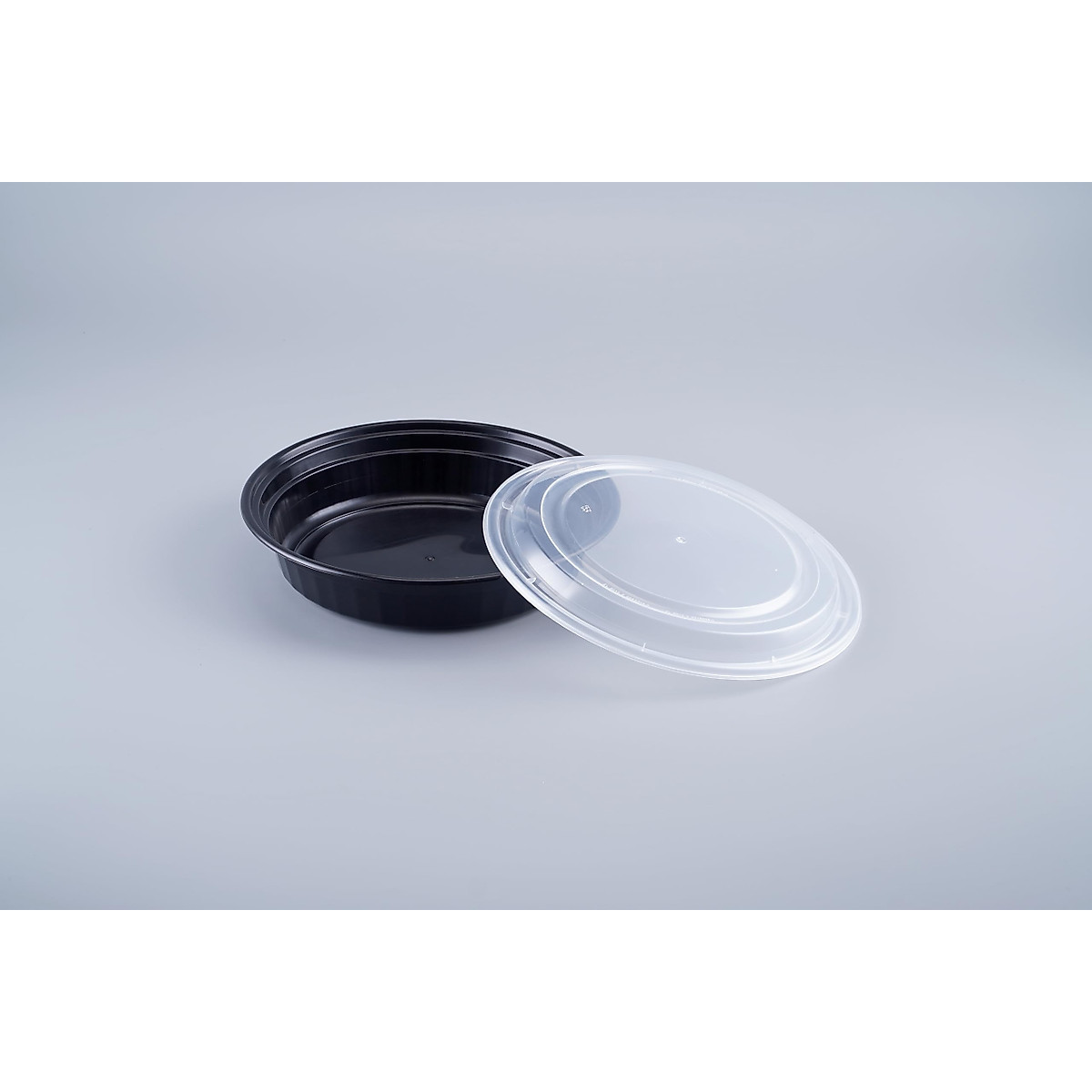 Meal Prep Round Containers -Heavy Duty Food Storage Containers w/Lids Plastic Bento Box Reusable BPA Free Lunch Boxes Disposable, Microwave Dishwasher Freezer Safe (Black - 40OZ, 50 Pack)