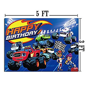 Blaze and The Monster Machines Season Photo Backdrops Monster Machines Photography Background 5x3ft Boys Kids Happy Birthday Party Cake Table Decor Supplies
