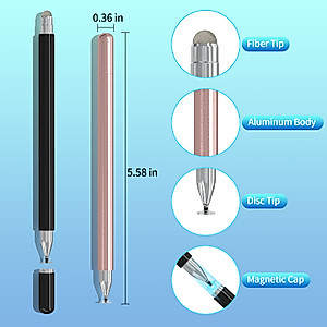 OJIOG Stylus Pens for Touch Screens (4 Pcs), Capacitive 2 in 1 High Sensitivity & Precision Stylus Pen, Compatible with iPad, Tablets, Laptops, Smartphones