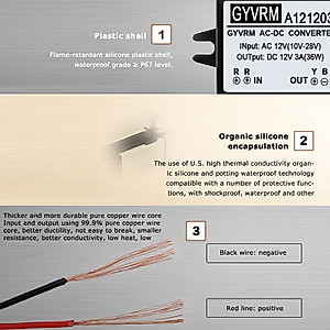 Step Down Converter Power Converter Waterproof Step Down Volt Converter AC 10-28V to DC 12V Converter AC-DC Step Down Power Module(3A)