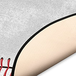 Pardick Baseball Rug Round 3ft Circle American Sport Area Rug for Men Living Room,Kids Boys Bedroom Playroom Home Decor Sports Baseball Pattern Nursery Rug White (36.2 inch)